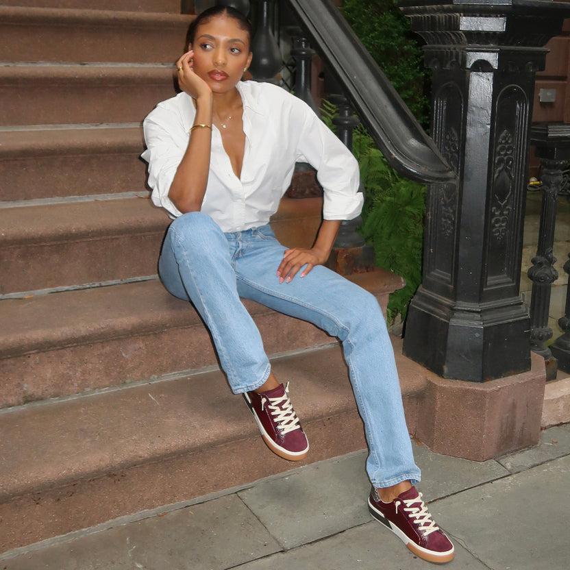 ZINA SNEAKERS BURGUNDY CRINKLE PATENT – Dolce Vita