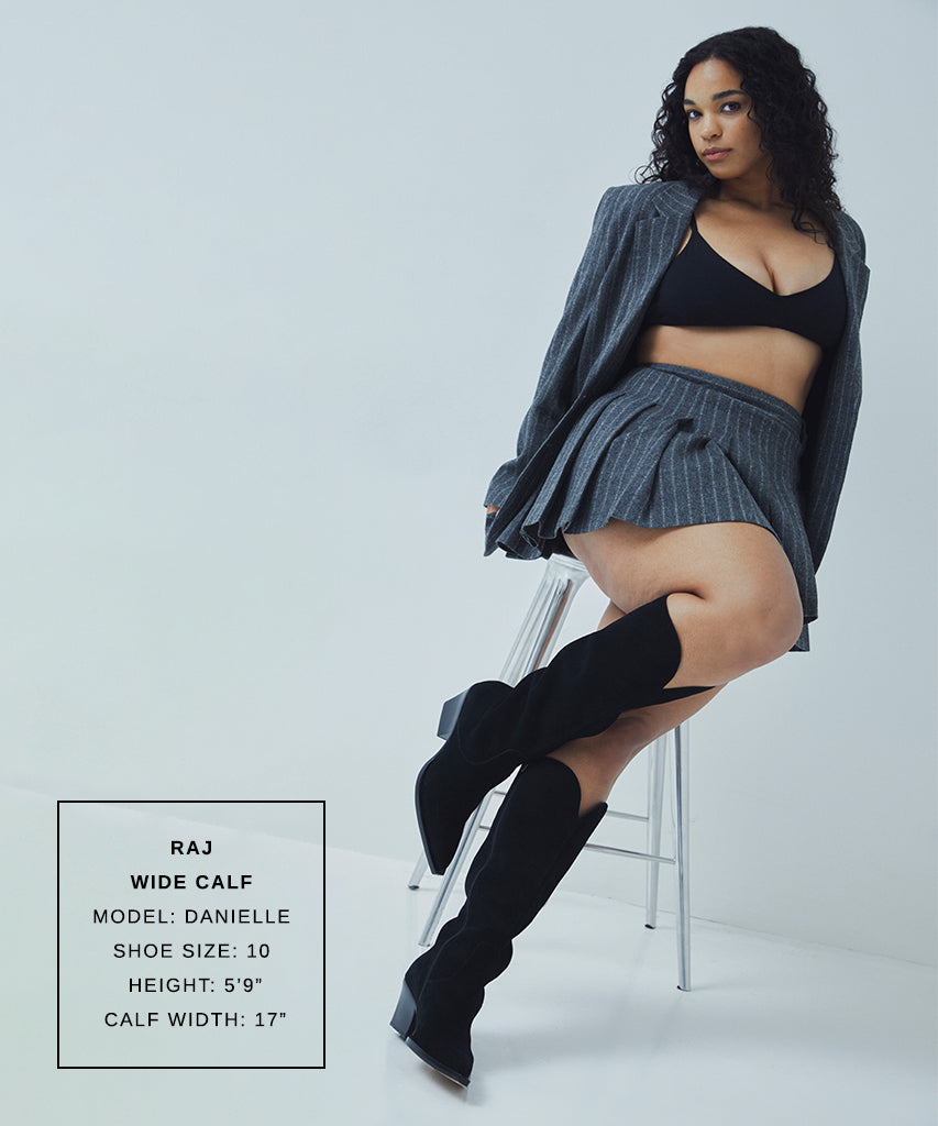 RAJ Wide Calf Boots Onyx Suede | Women's Onyx Suede Knee-High Boots – Dolce Vita