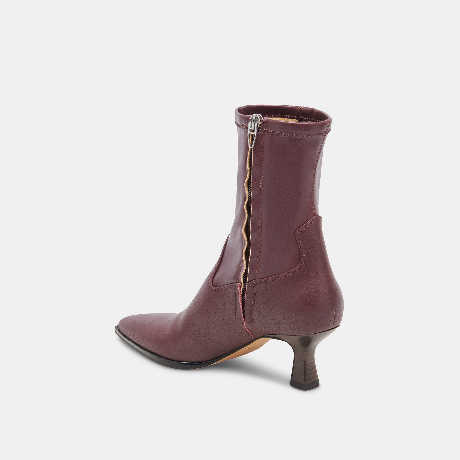 Arya Wine Leather Boots | Rich Leather Wine Boots with Skinny Heel ...