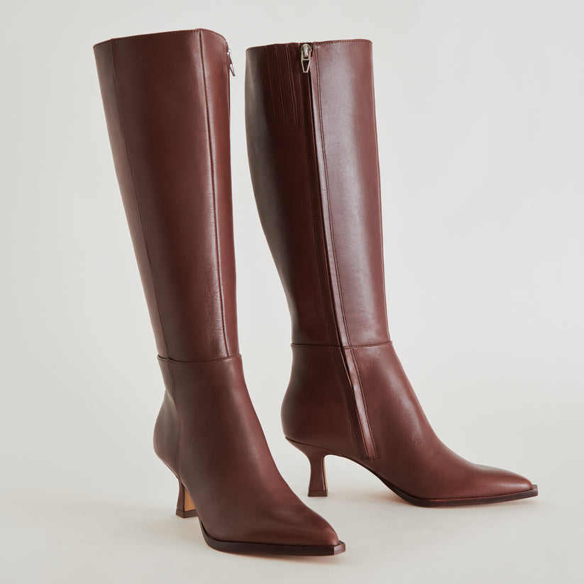 Auggie Extra Wide Calf Chocolate Boots | Leather Wide Calf Boots ...