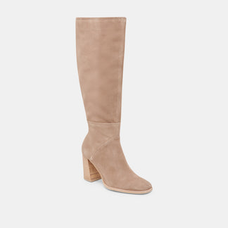 FYNN Wide Calf Boots Truffle Suede | Truffle Suede Knee-High Boots ...