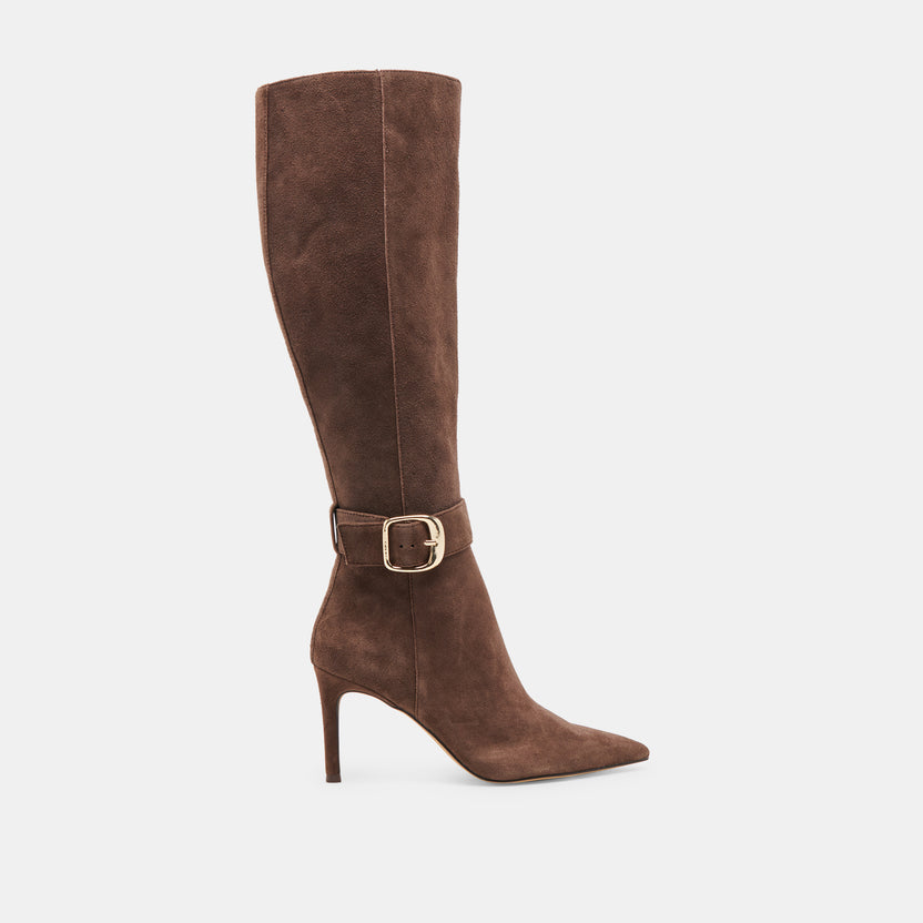 KINZY BOOTS DK BROWN SUEDE – Dolce Vita