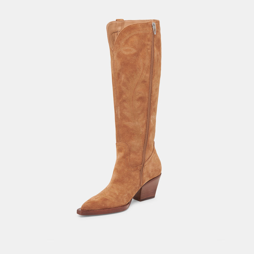 RYATT WIDE CALF BOOTS PECAN SUEDE – Dolce Vita