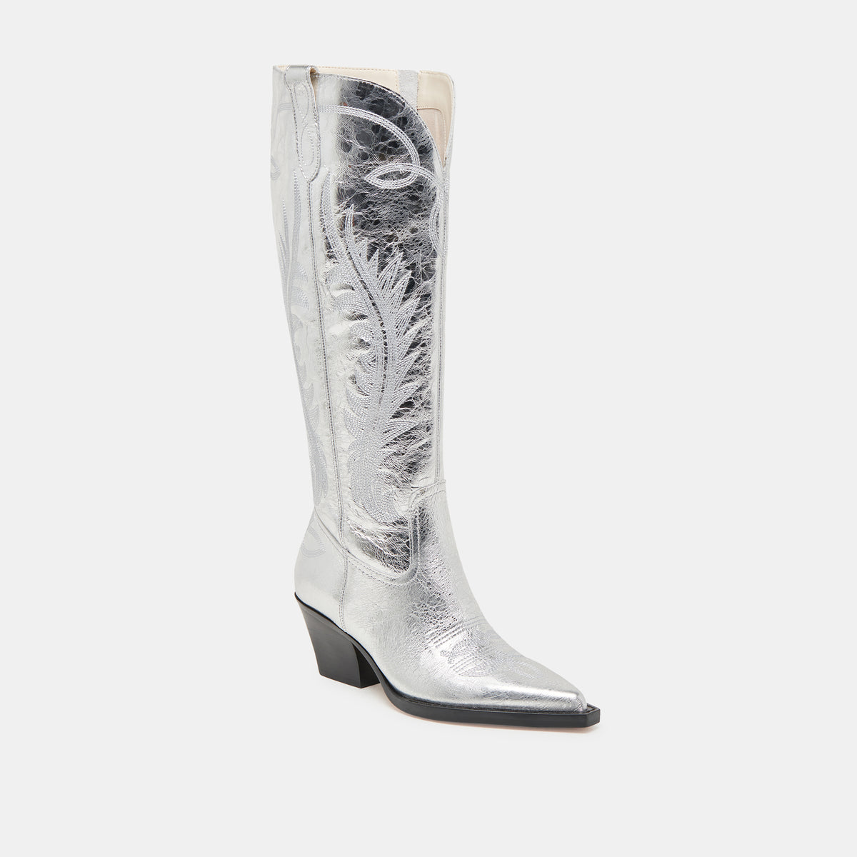 Ryatt Extra Wide Calf Silver Boots | Distressed Leather Boots – Dolce Vita