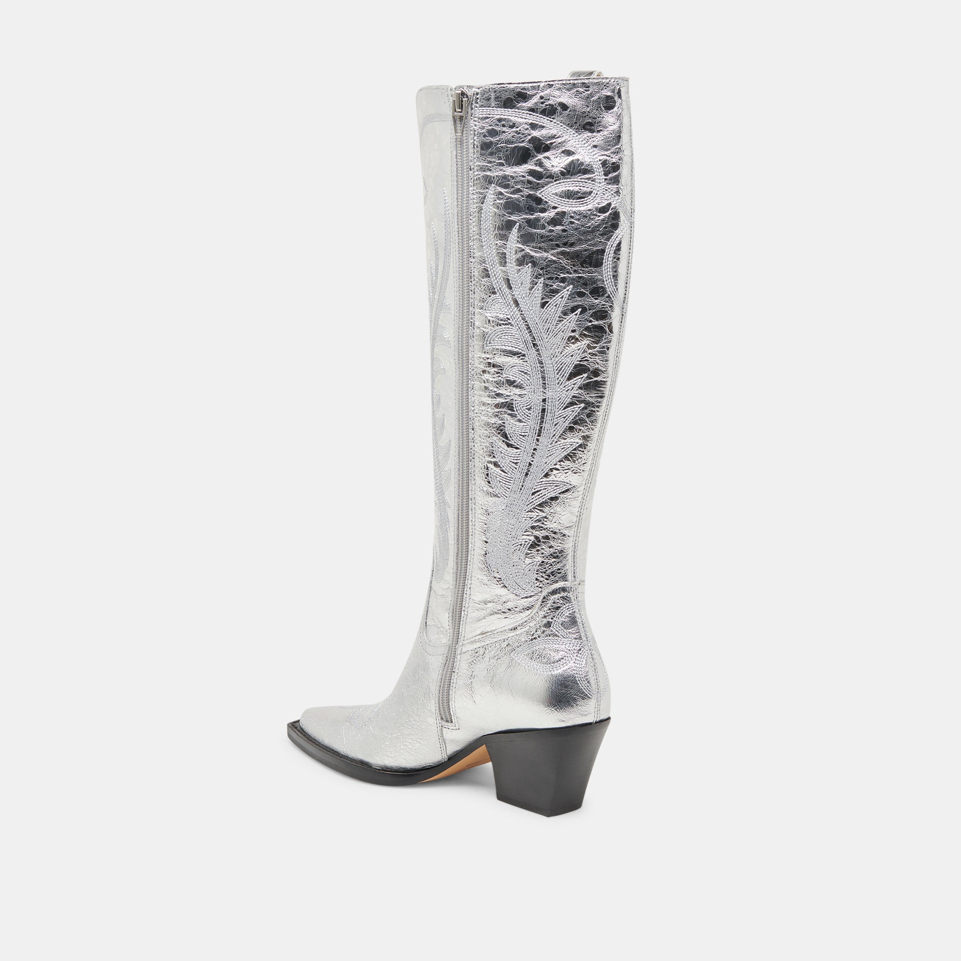 Ryatt Extra Wide Calf Silver Boots | Distressed Leather Boots – Dolce Vita