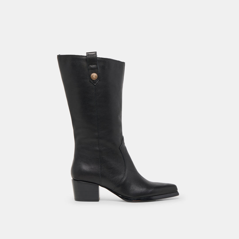 Vern Black Leather Wide Calf Boots | Dolce Vita