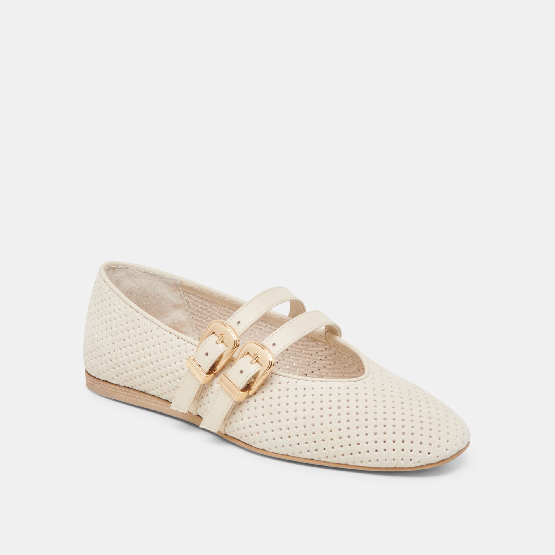 BAYLEE BALLET FLATS BONE PERFORATED SUEDE – Dolce Vita