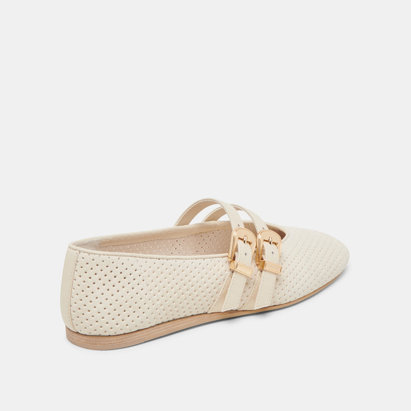 BAYLEE BALLET FLATS BONE PERFORATED SUEDE – Dolce Vita