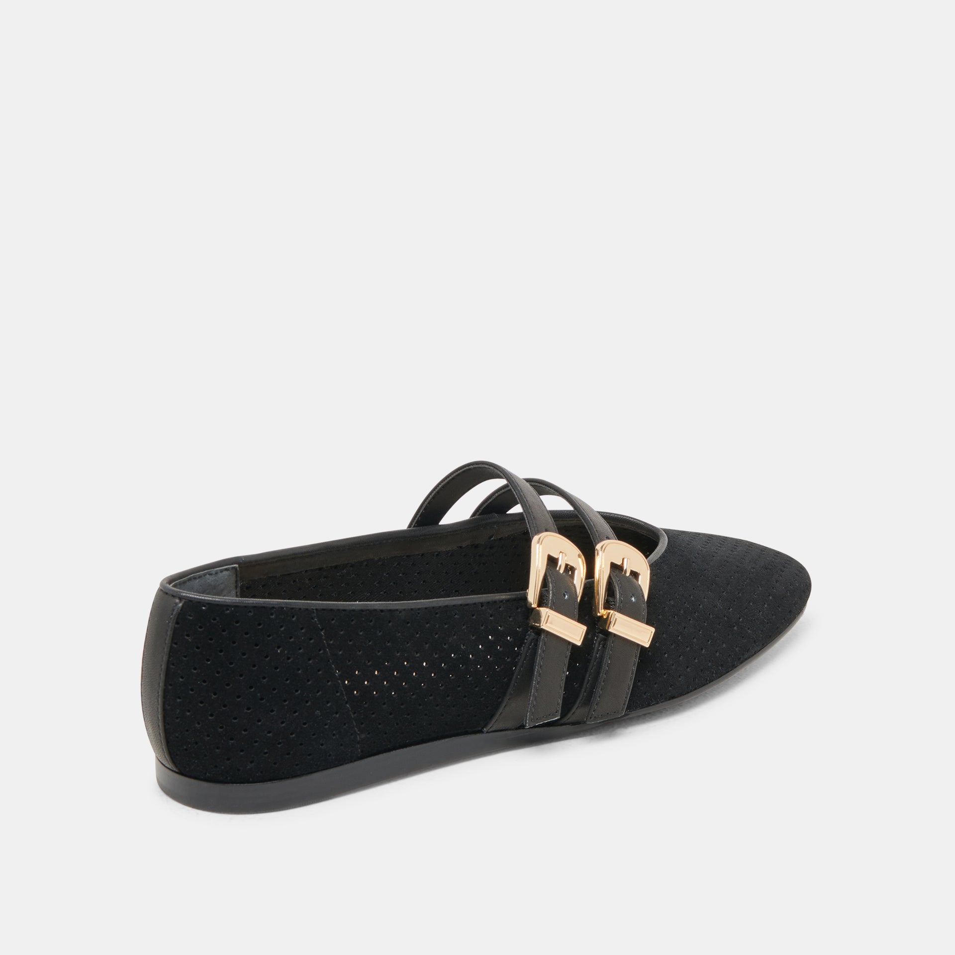 BAYLEE BALLET FLATS ONYX PERFORATED SUEDE – Dolce Vita