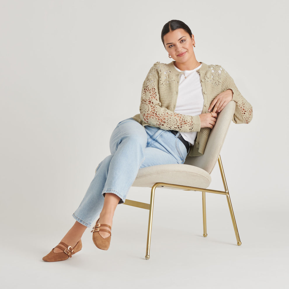 BAYLEE BALLET FLATS PECAN PERFORATED SUEDE – Dolce Vita