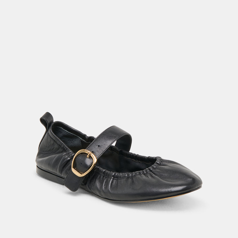 Caely Black Leather Ballet Flats | Dolce Vita
