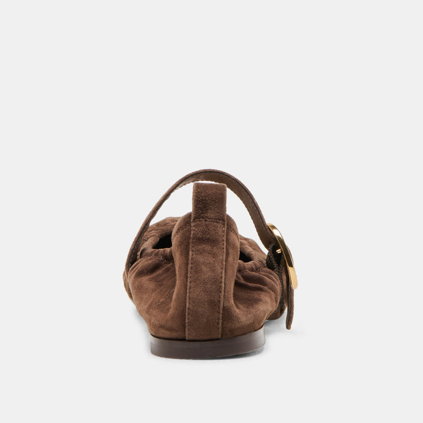 Caely Dk Brown Suede Ballet Flats | Dolce Vita