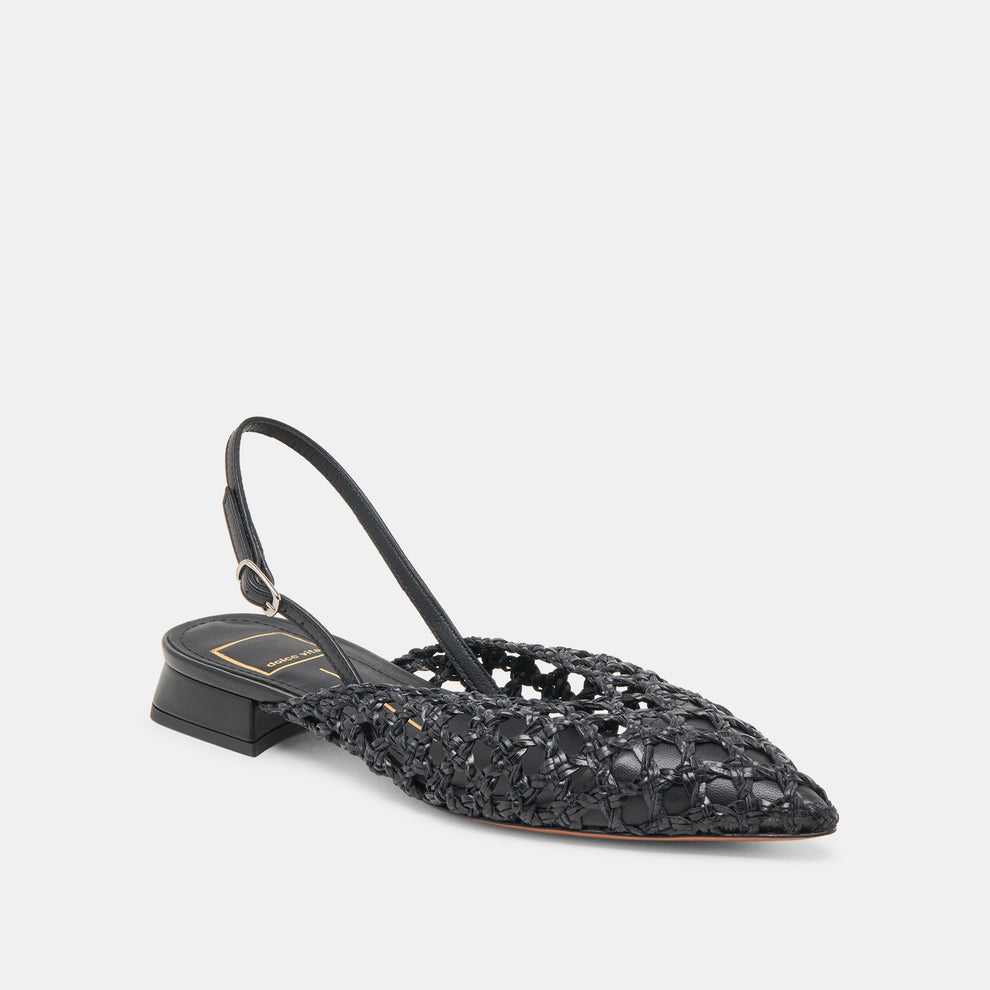 CYNDI FLATS BLACK WOVEN – Dolce Vita