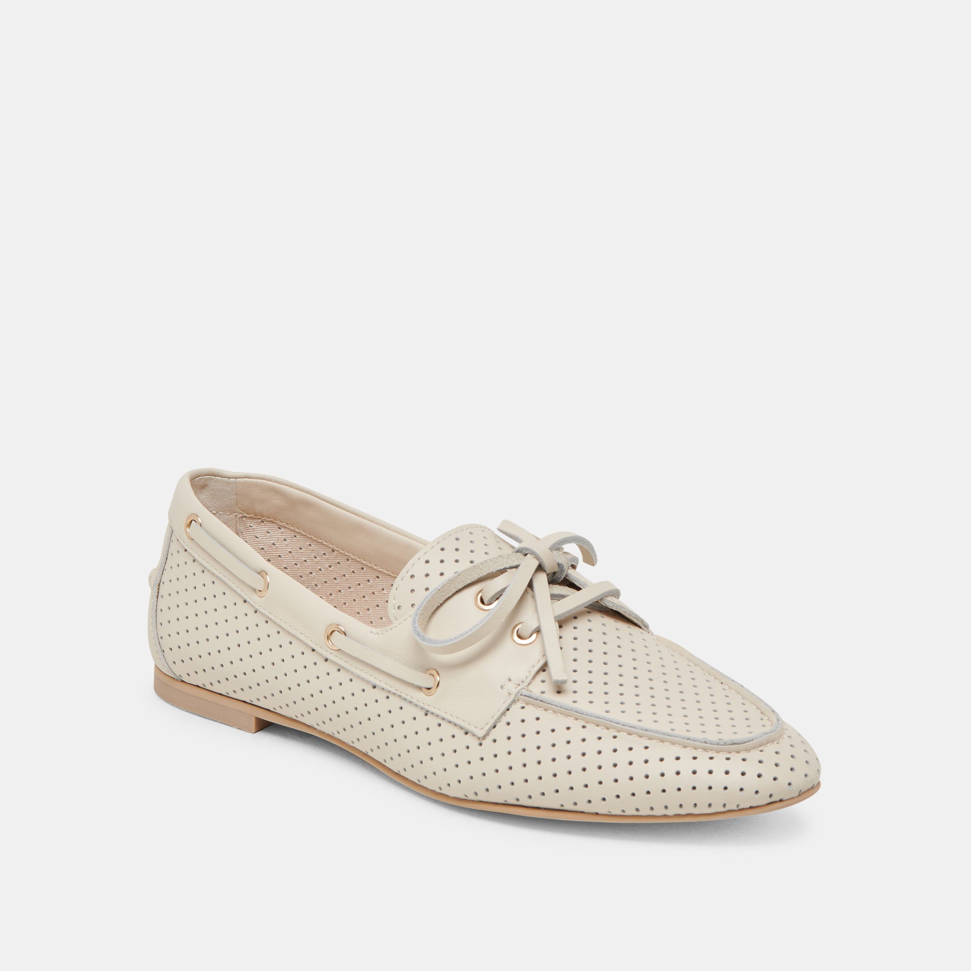 LAKIN LOAFERS IVORY PERFORATED LEATHER – Dolce Vita