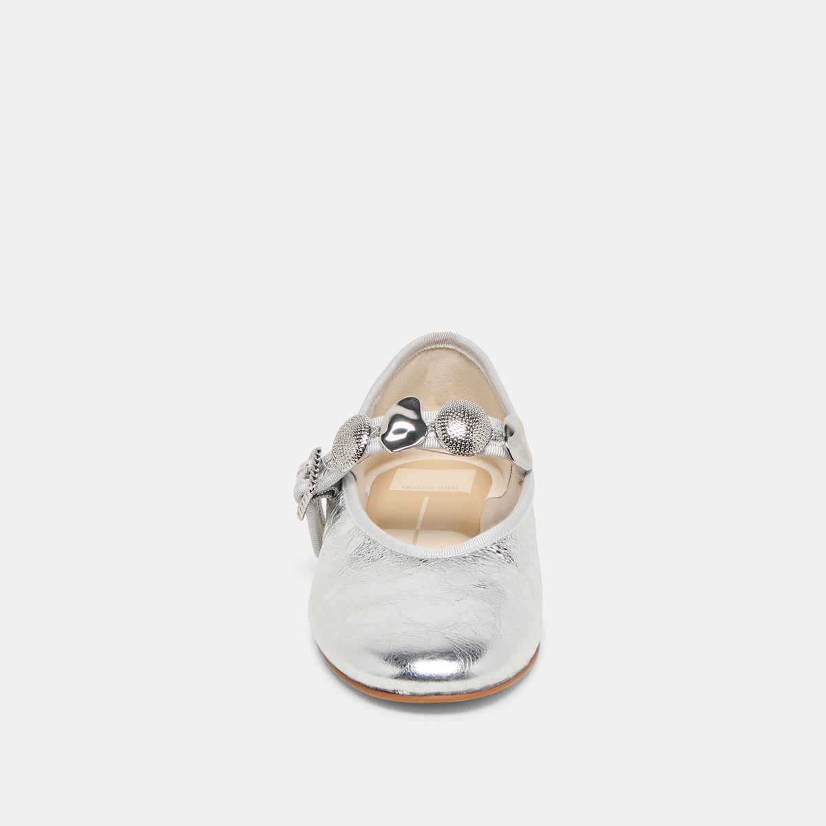Relan Silver Distressed Leather Ballet Flats | Dolce Vita