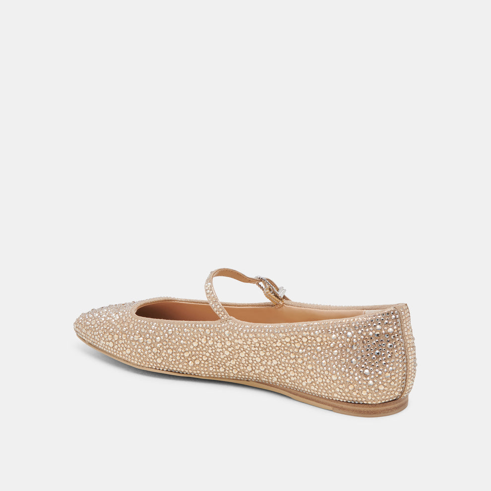 REYES CRYSTAL BALLET FLATS LIGHT GOLD CRYSTAL – Dolce Vita