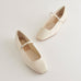 Reyes Wide Ballet Flats Ivory Leather | Ivory Ballet Flats – Dolce Vita