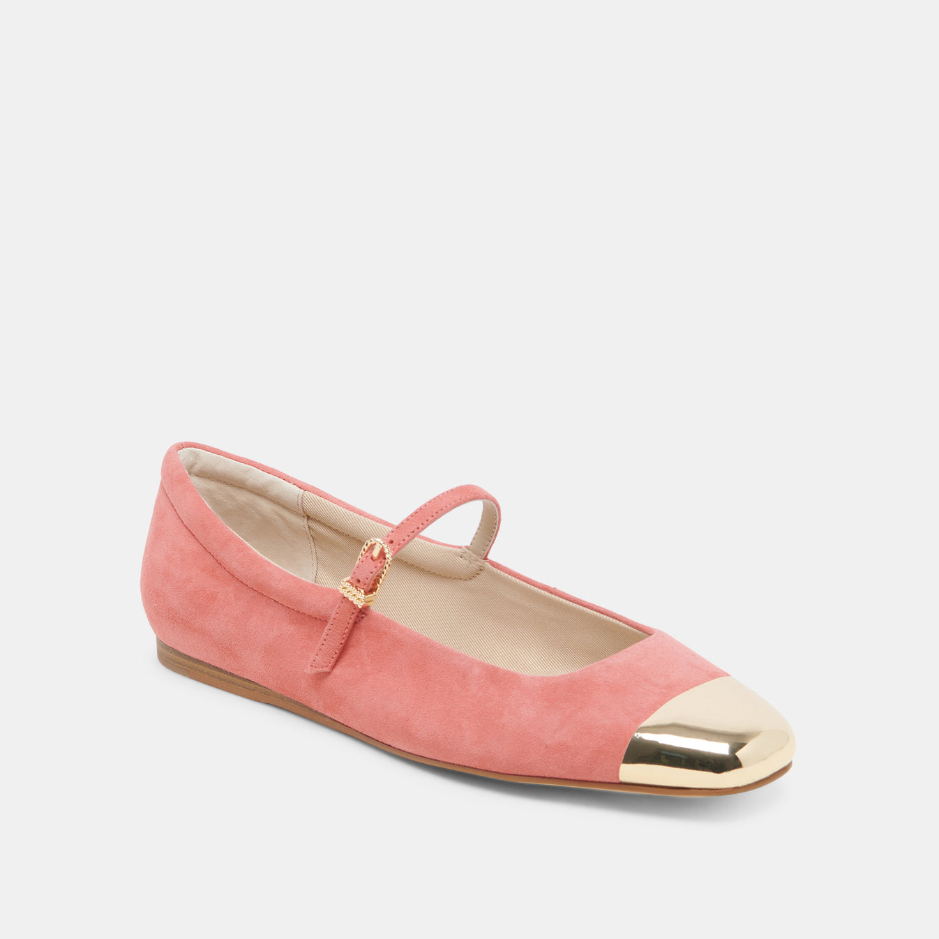 REYES TOE CAP BALLET FLATS CORAL SUEDE – Dolce Vita