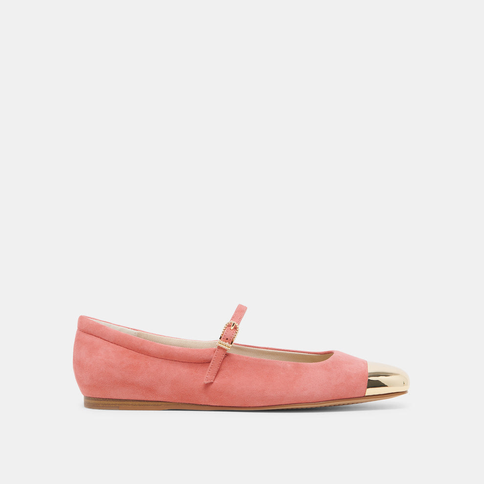REYES TOE CAP BALLET FLATS CORAL SUEDE – Dolce Vita