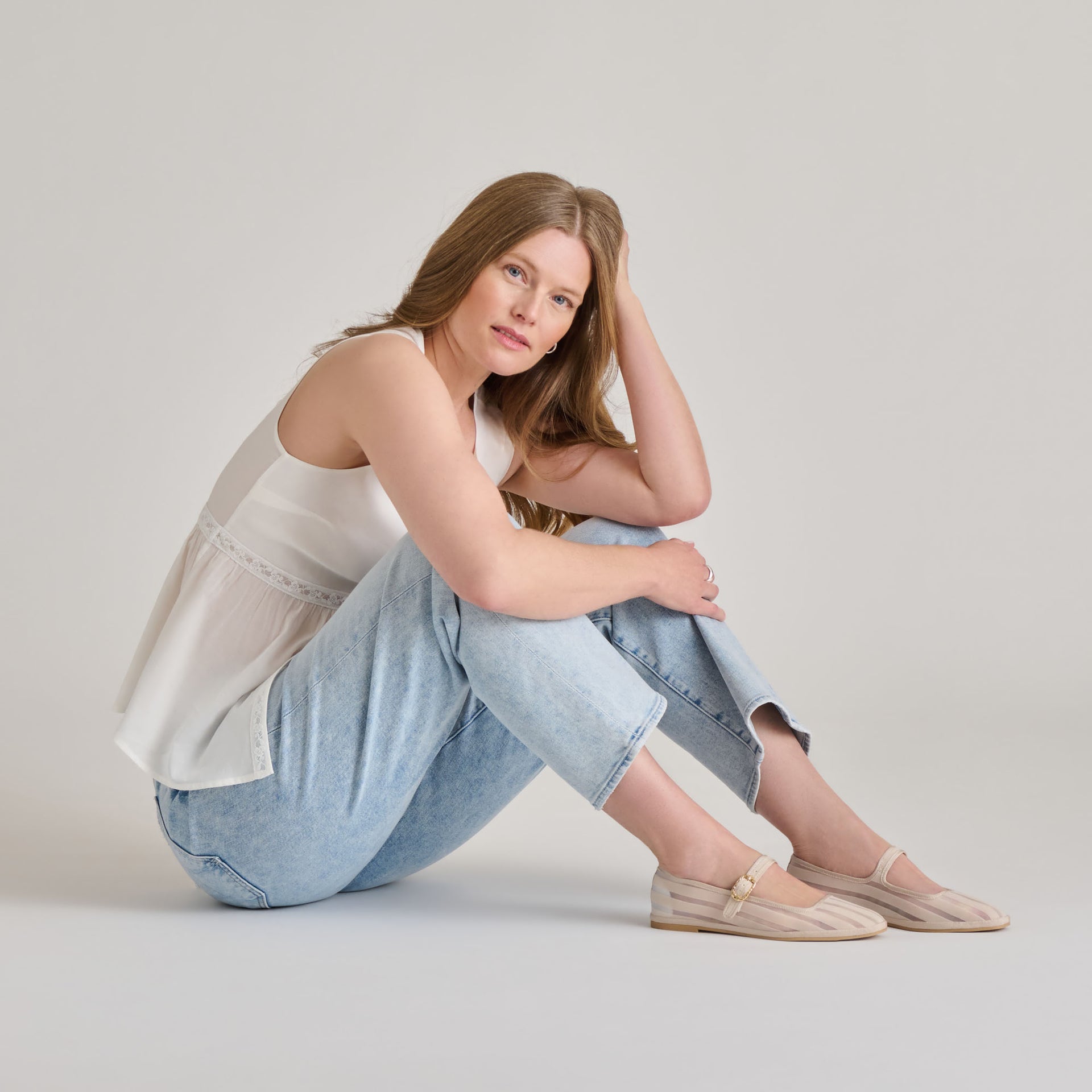 TAMEKA BALLET FLATS BONE STRIPE MESH – Dolce Vita