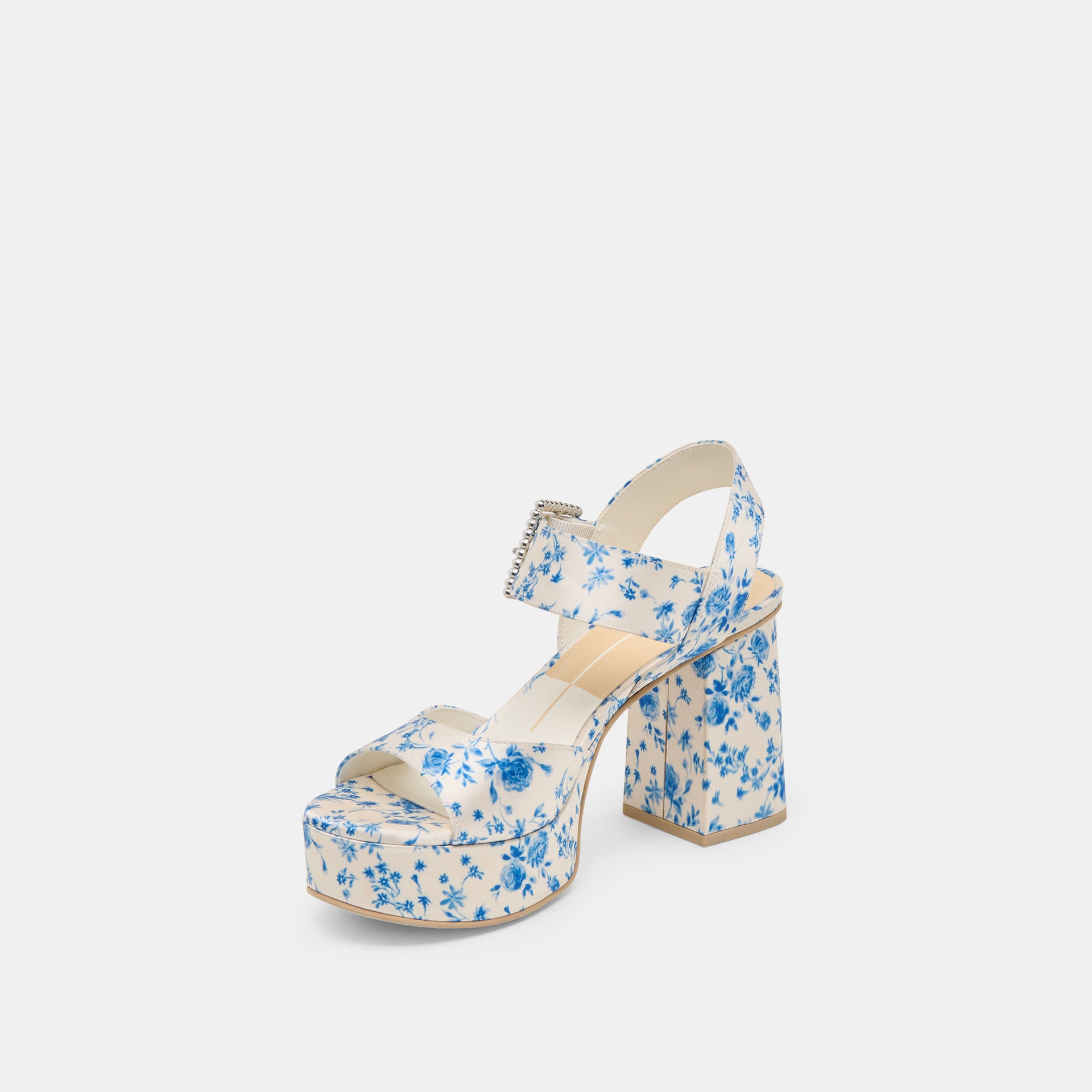 Bobby Pearl Blue Floral Satin Heels | Dolce Vita