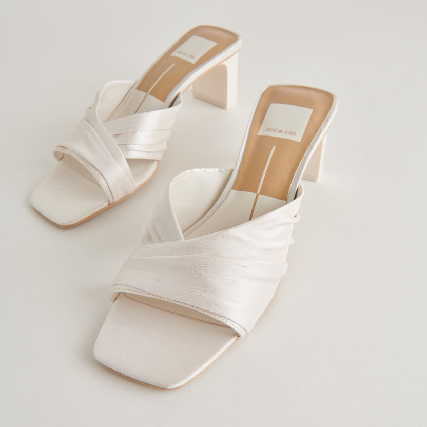 CARLAN HEELS OFF WHITE SILK - re:vita – Dolce Vita