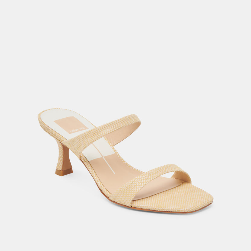 Genora Lt Natural Woven Raffia Heels | Dolce Vita