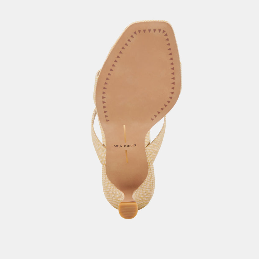 Genora Lt Natural Woven Raffia Heels | Dolce Vita