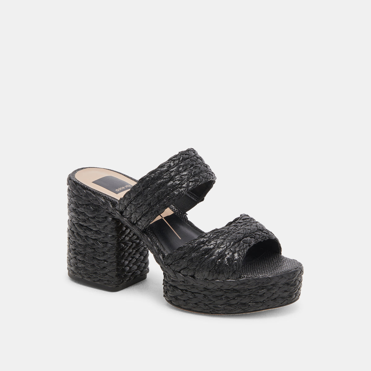 LATOYA HEELS BLACK RAFFIA – Dolce Vita