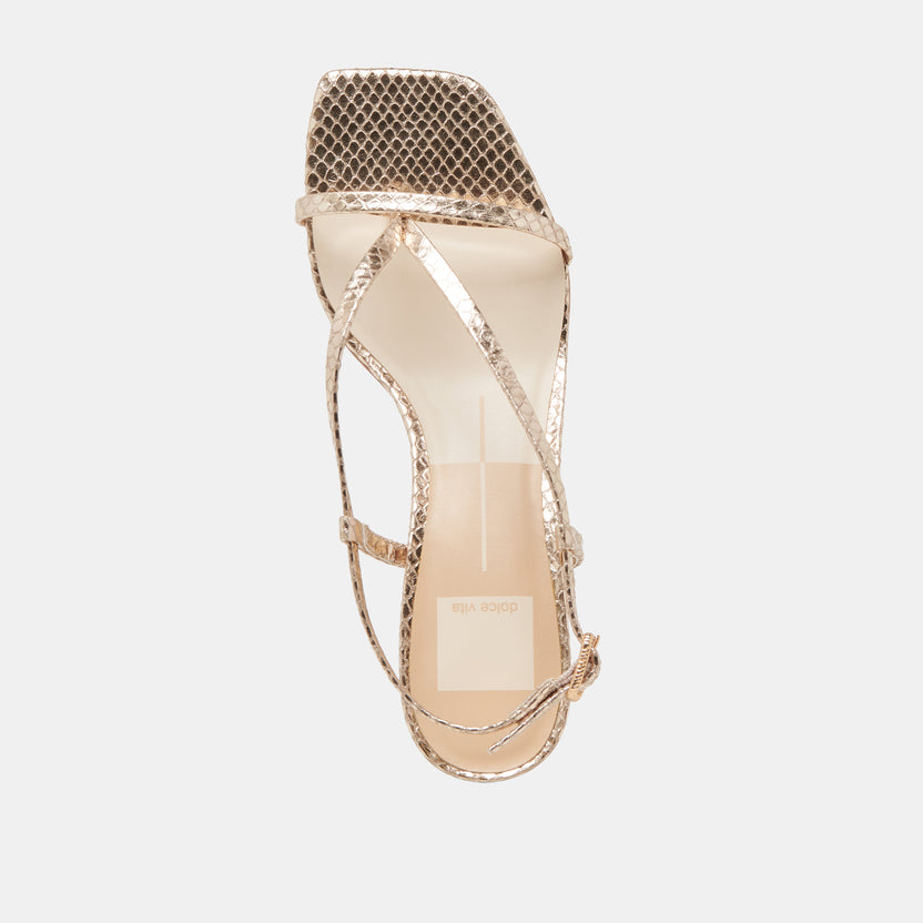 LAURY HEELS CHAMPAGNE EMBOSSED LEATHER – Dolce Vita