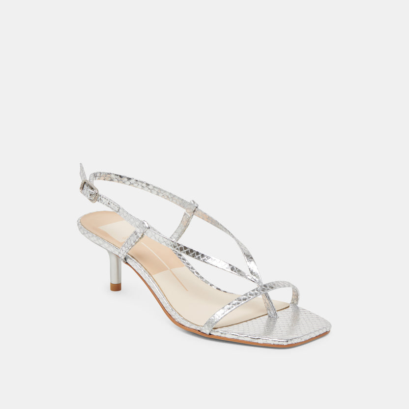 LAURY HEELS SILVER EMBOSSED LEATHER – Dolce Vita