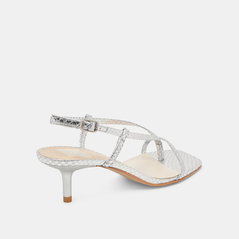 LAURY HEELS SILVER EMBOSSED LEATHER – Dolce Vita