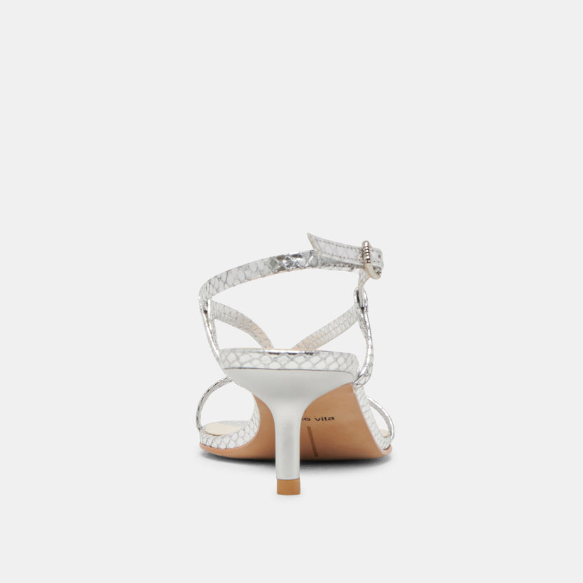 LAURY HEELS SILVER EMBOSSED LEATHER – Dolce Vita