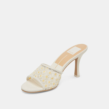 LAVENA FLORAL HEELS WHITE YELLOW FLORAL MESH – Dolce Vita