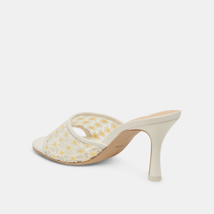 LAVENA FLORAL HEELS WHITE YELLOW FLORAL MESH – Dolce Vita