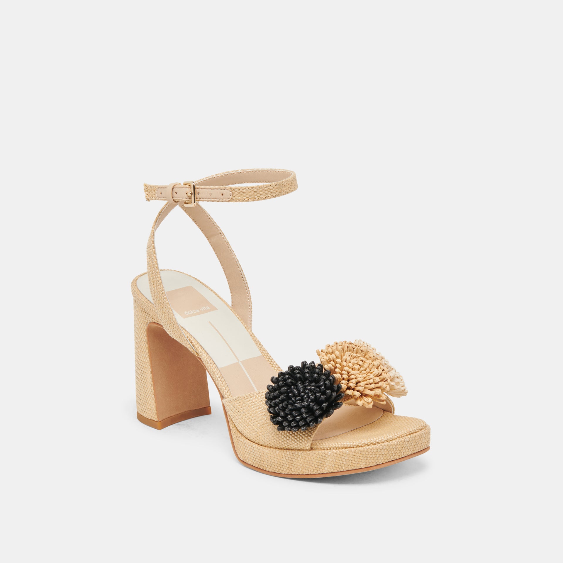 OLIVEA HEELS BLACK NATURAL RAFFIA – Dolce Vita