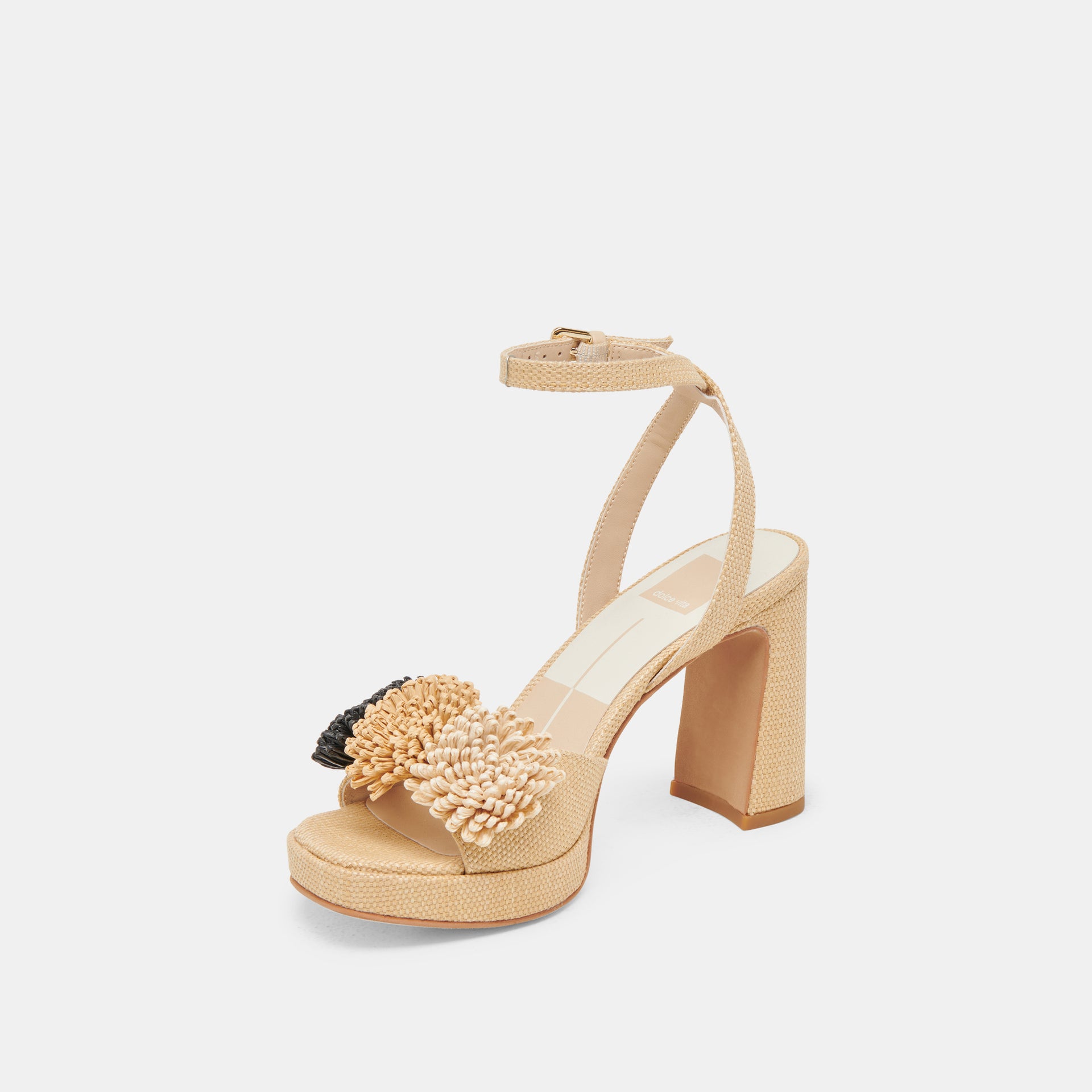 OLIVEA HEELS BLACK NATURAL RAFFIA – Dolce Vita