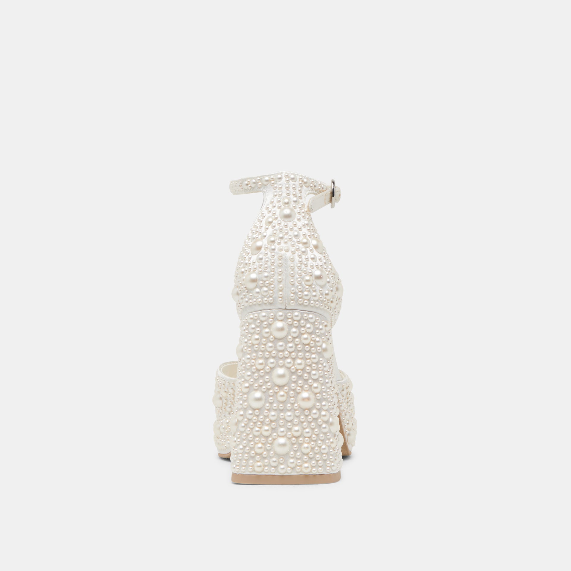 PANDRO PEARL WIDE HEELS TRUE WHITE SATIN – Dolce Vita