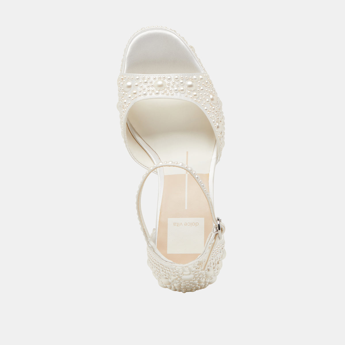 PANDRO PEARL WIDE HEELS TRUE WHITE SATIN – Dolce Vita