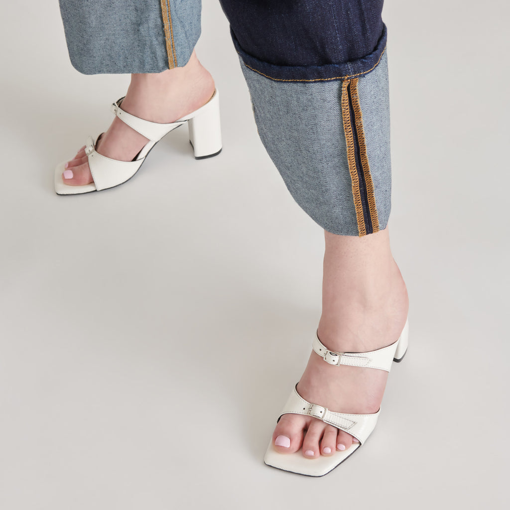 SHANE HEELS OFF WHITE CRINKLE PATENT – Dolce Vita