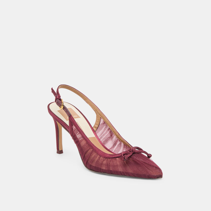 Yela Cranberry Tulle Heels | Dolce Vita
