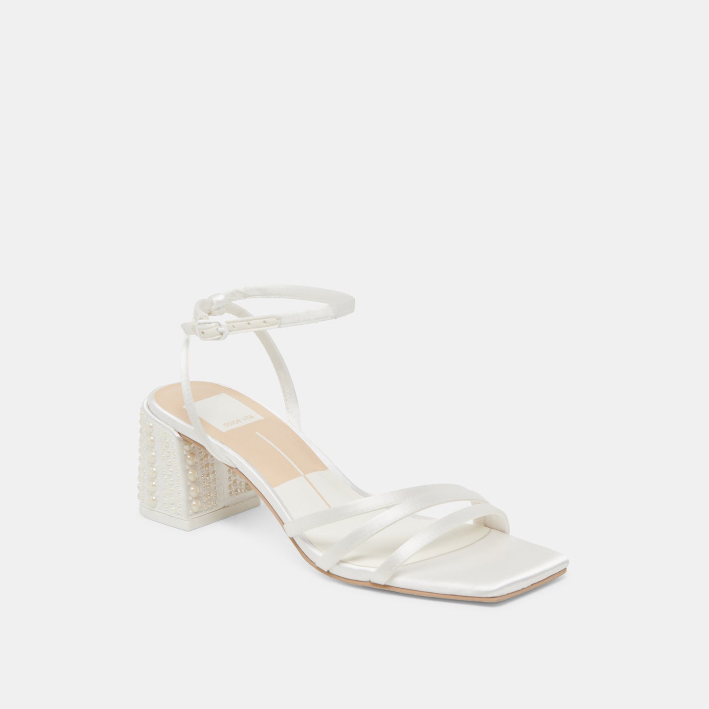 YSABEL PEARL HEELS TRUE WHITE SATIN – Dolce Vita