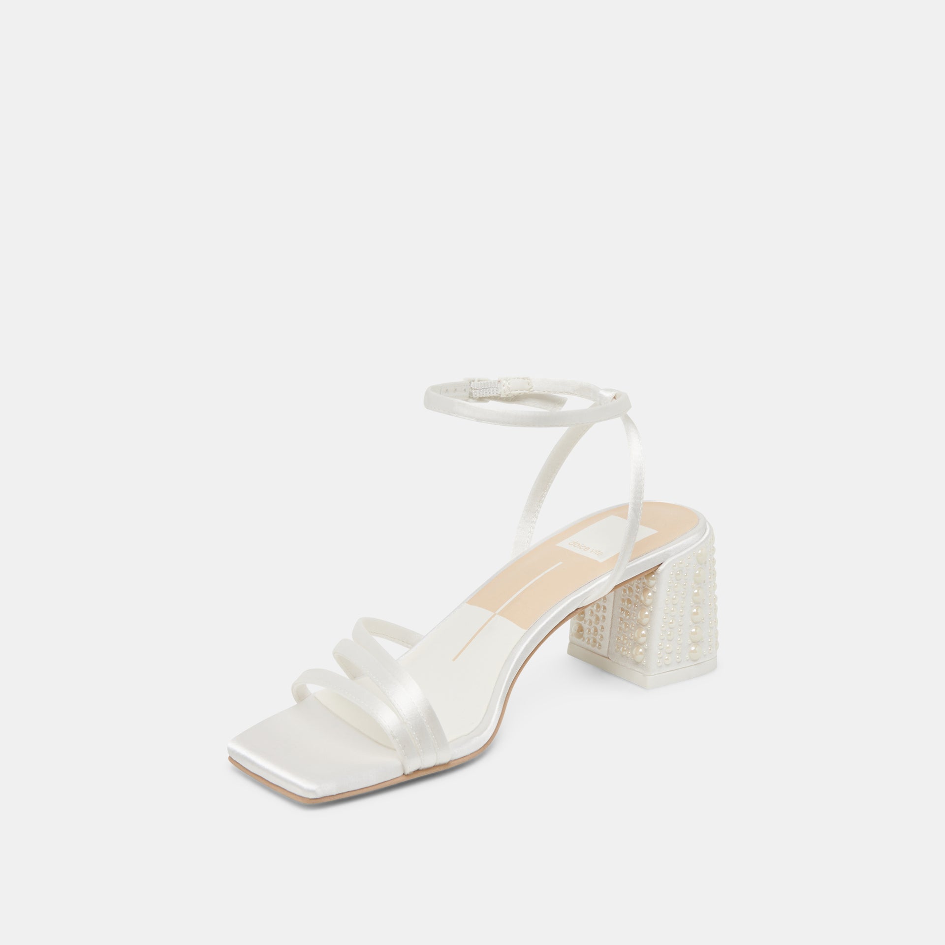 YSABEL PEARL HEELS TRUE WHITE SATIN – Dolce Vita