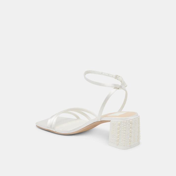 YSABEL PEARL HEELS TRUE WHITE SATIN – Dolce Vita
