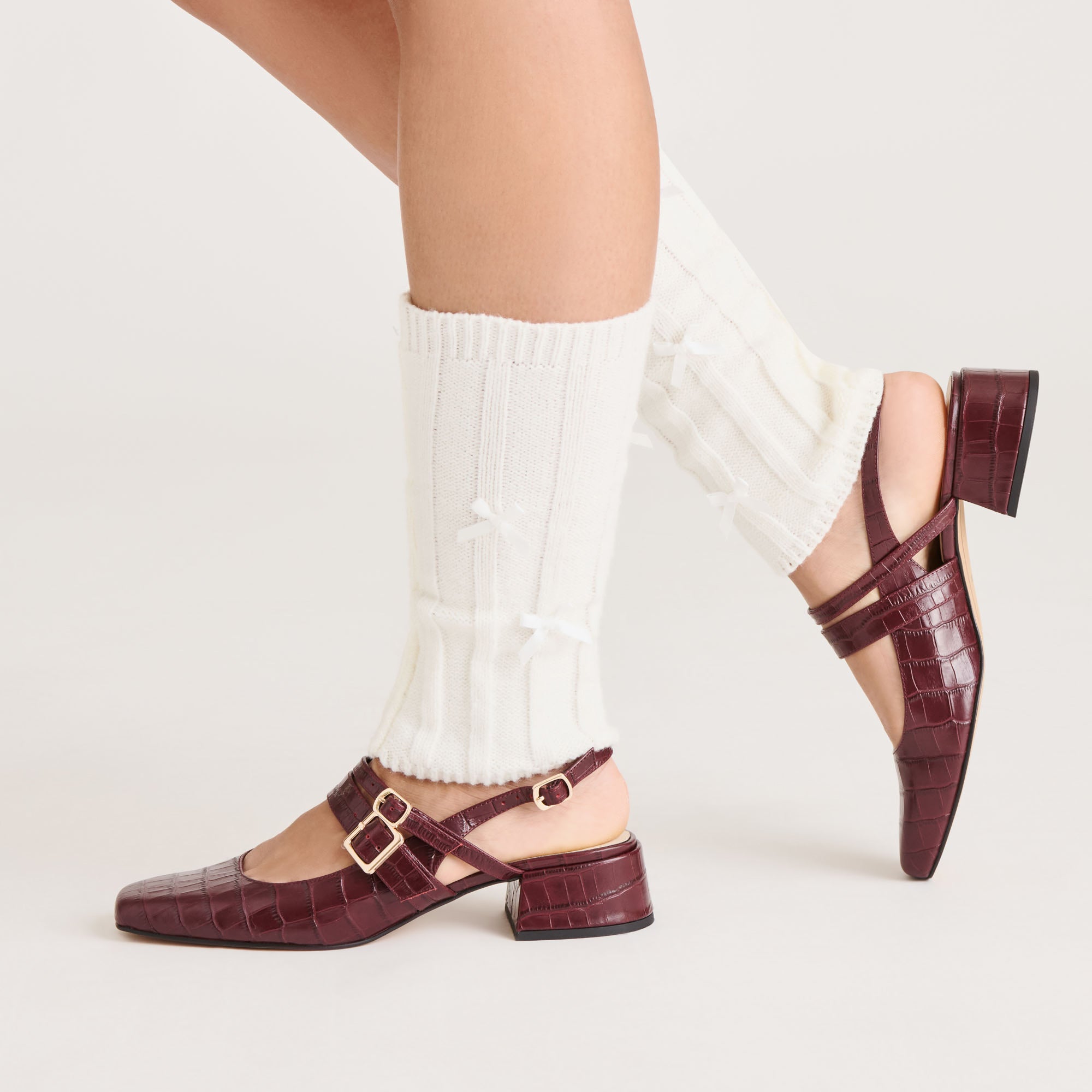 Satin Bow Ivory Leg Warmers | Dolce Vita