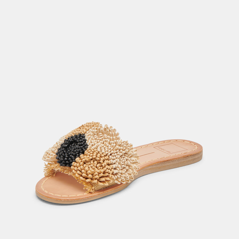 DANELA SANDALS BLACK NATURAL RAFFIA – Dolce Vita