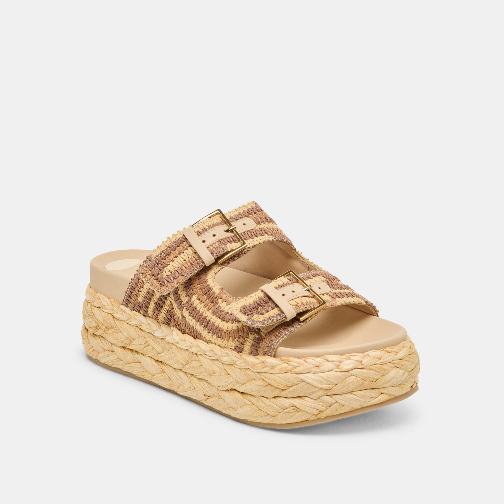 Falyn Brown Natural Woven Raffia Sandals | Dolce Vita
