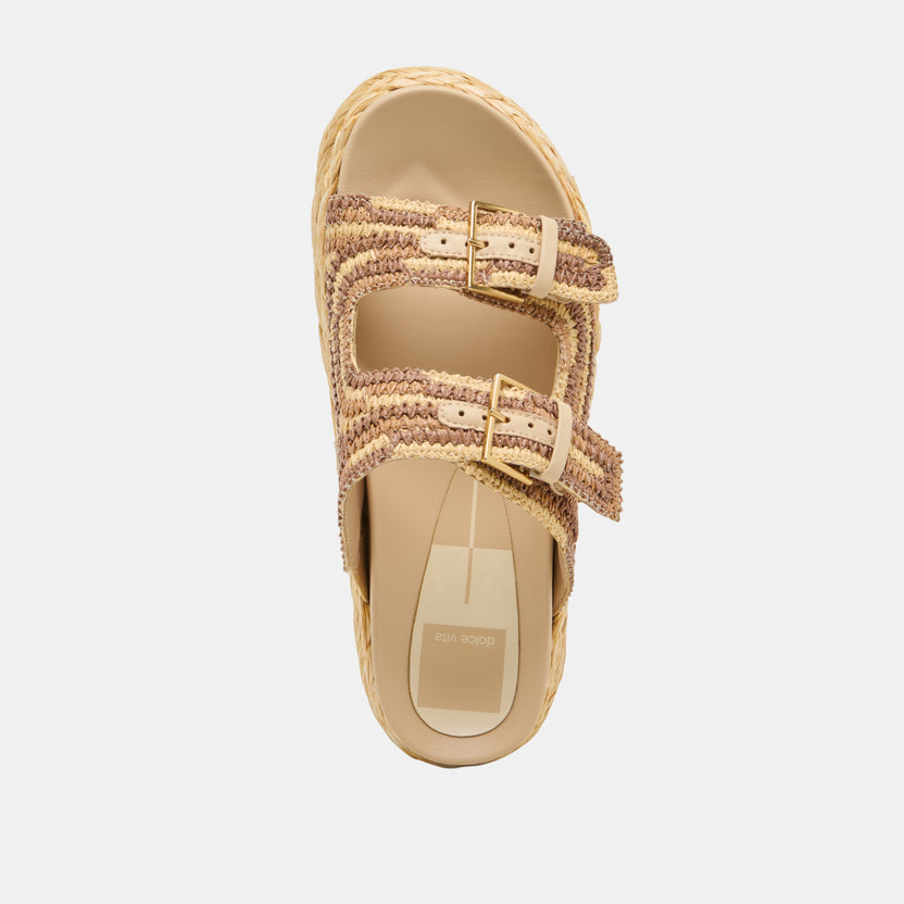 Falyn Brown Natural Woven Raffia Sandals | Dolce Vita