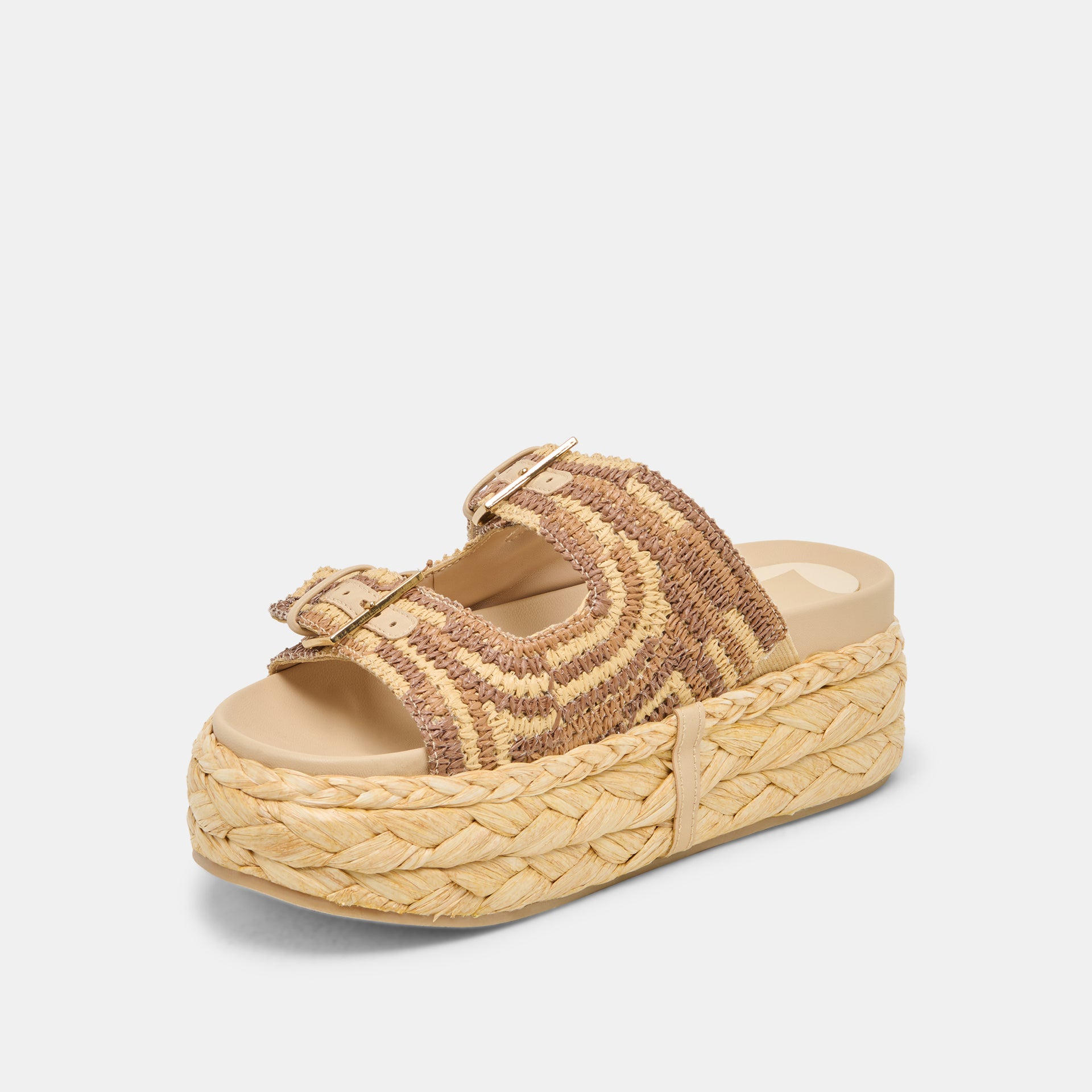 Falyn Brown Natural Woven Raffia Sandals | Dolce Vita