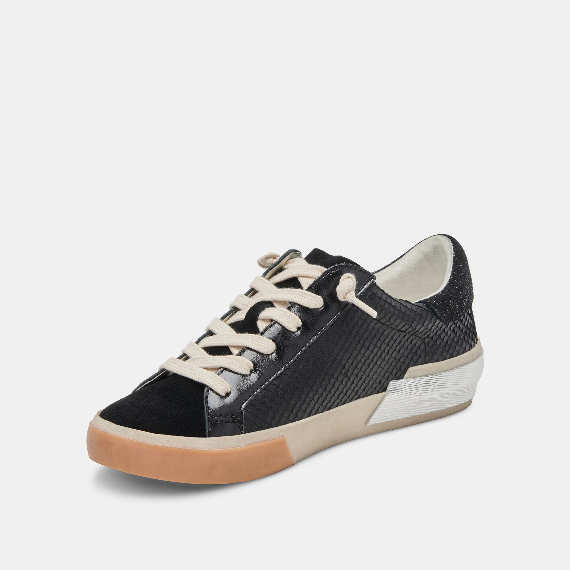 Zina Sneakers Onyx Embossed Leather | Women's Sneakers – Dolce Vita